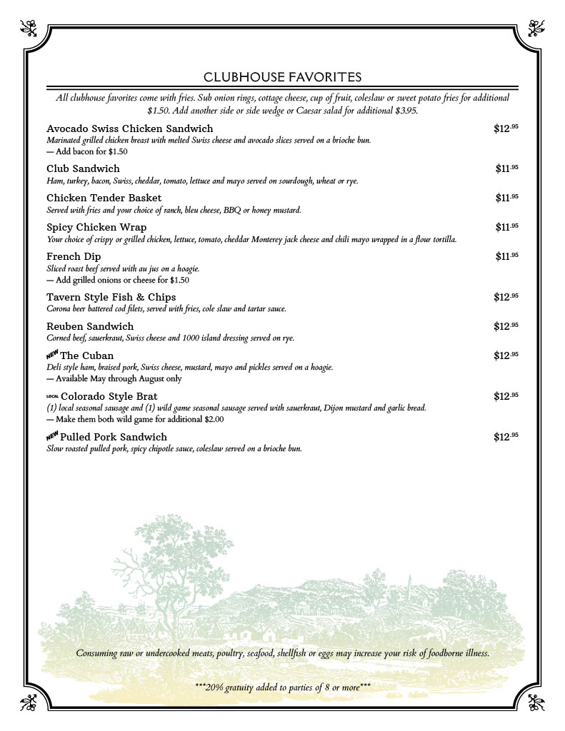 Menu - Spring Valley Golf Club