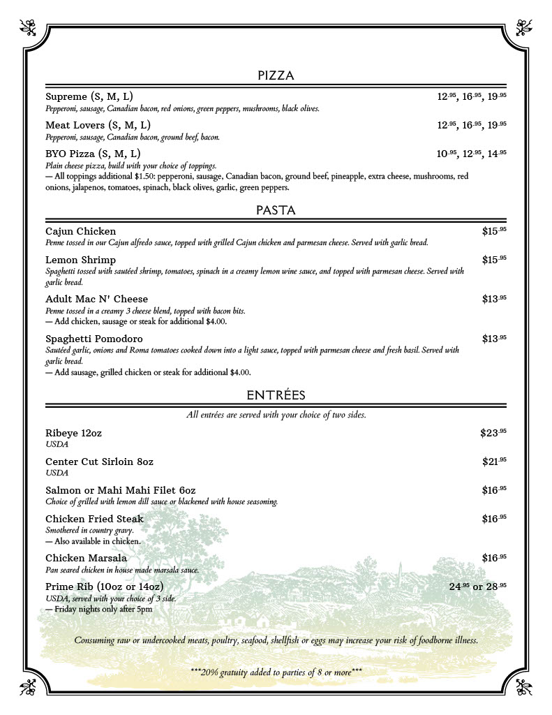 Menu - Spring Valley Golf Club