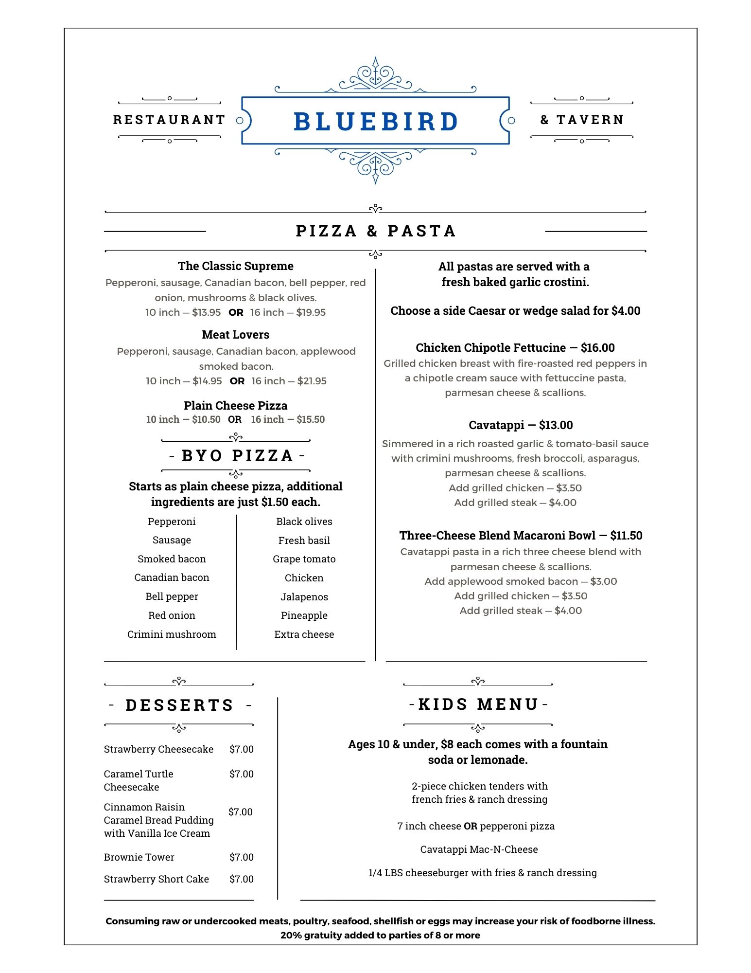 Menu - Spring Valley Golf Club